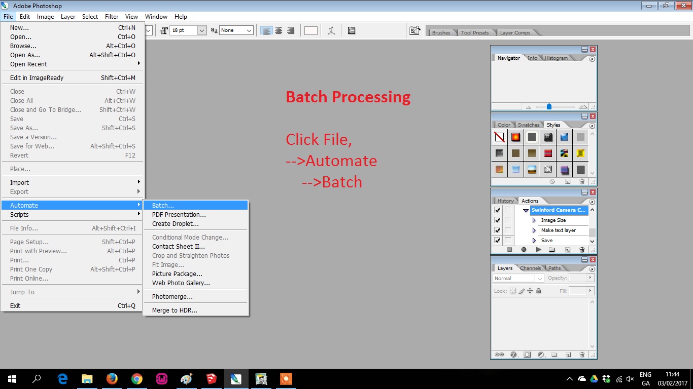Batch Processing Adding Watermark Swinford Camera Club